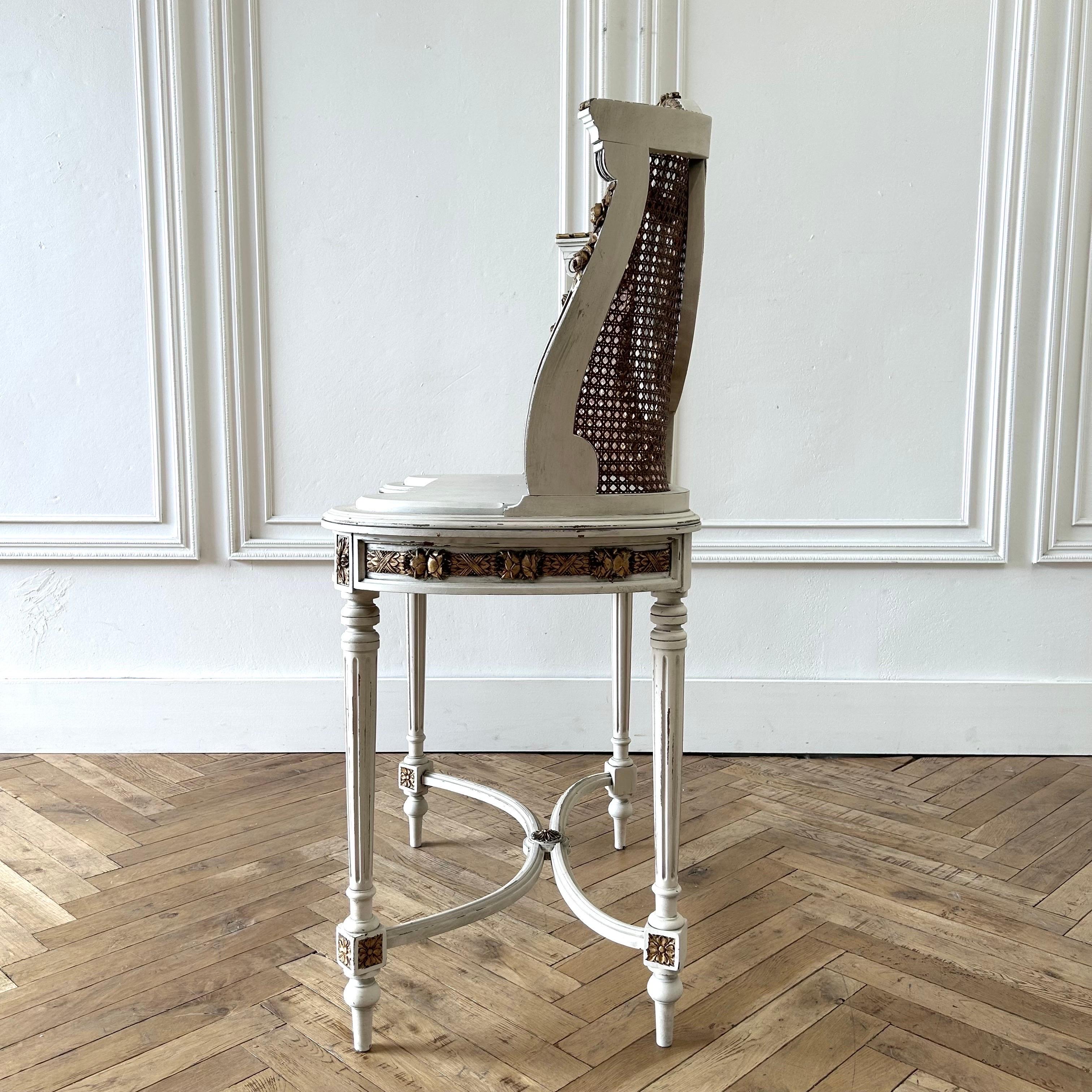 Vintage French Painted Roses Swag and Cane Vanity at 1stDibs