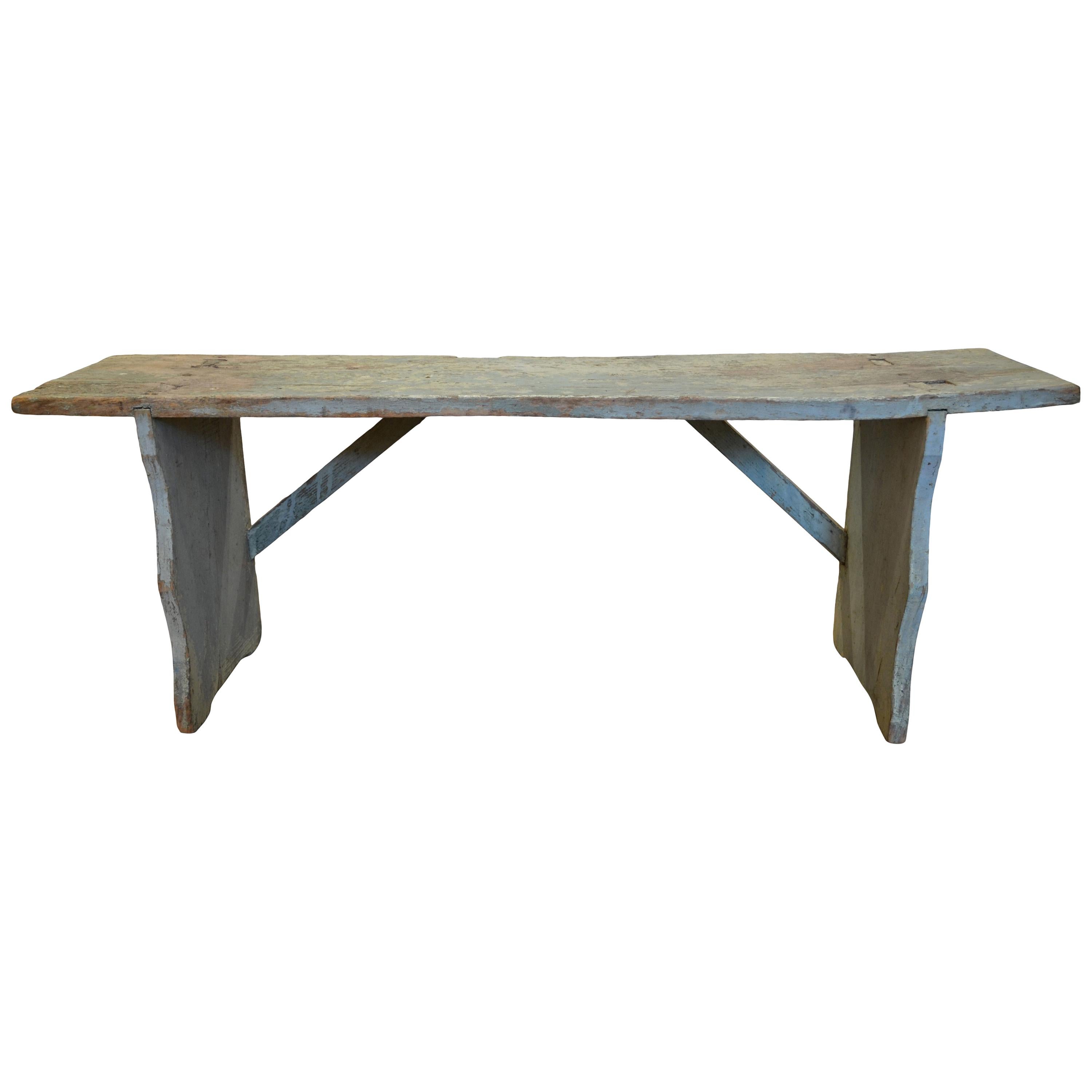 Vintage European Rustic Farm Bench at 1stDibs