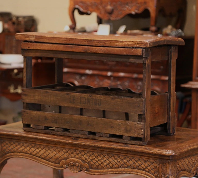Vintage French Pine Fifteen Wine Bottle Trunk with "Chateau Margaux ...