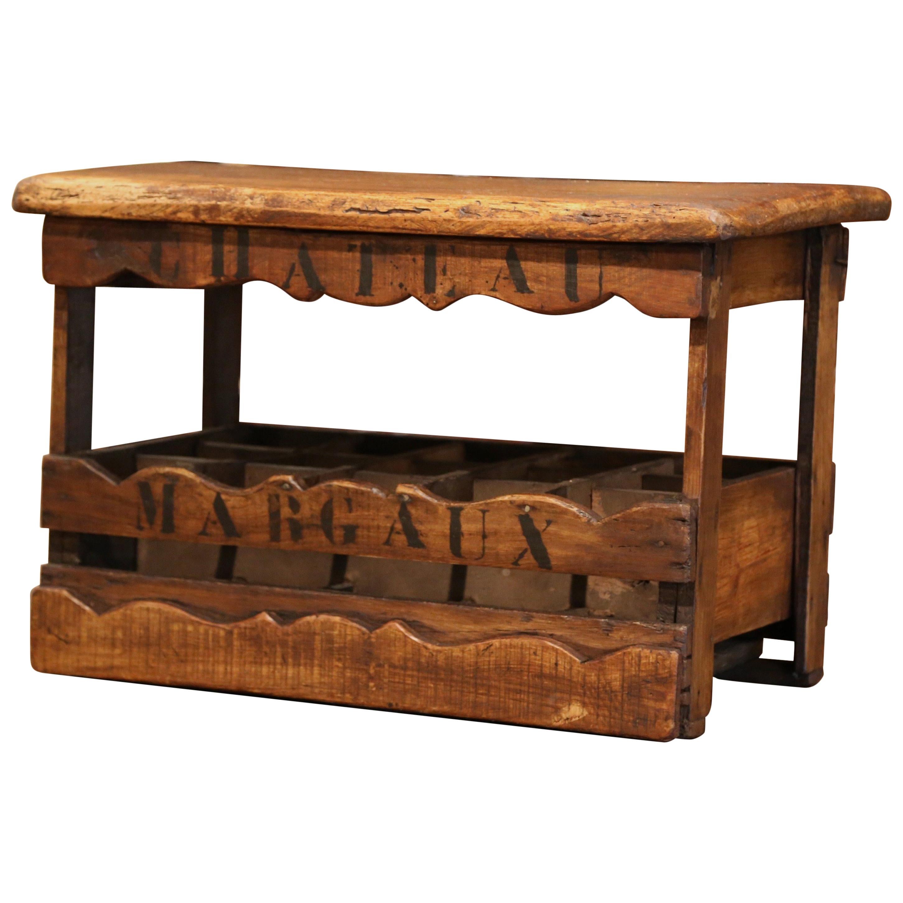 Vintage French Pine Fifteen Wine Bottle Trunk with "Chateau Margaux ...