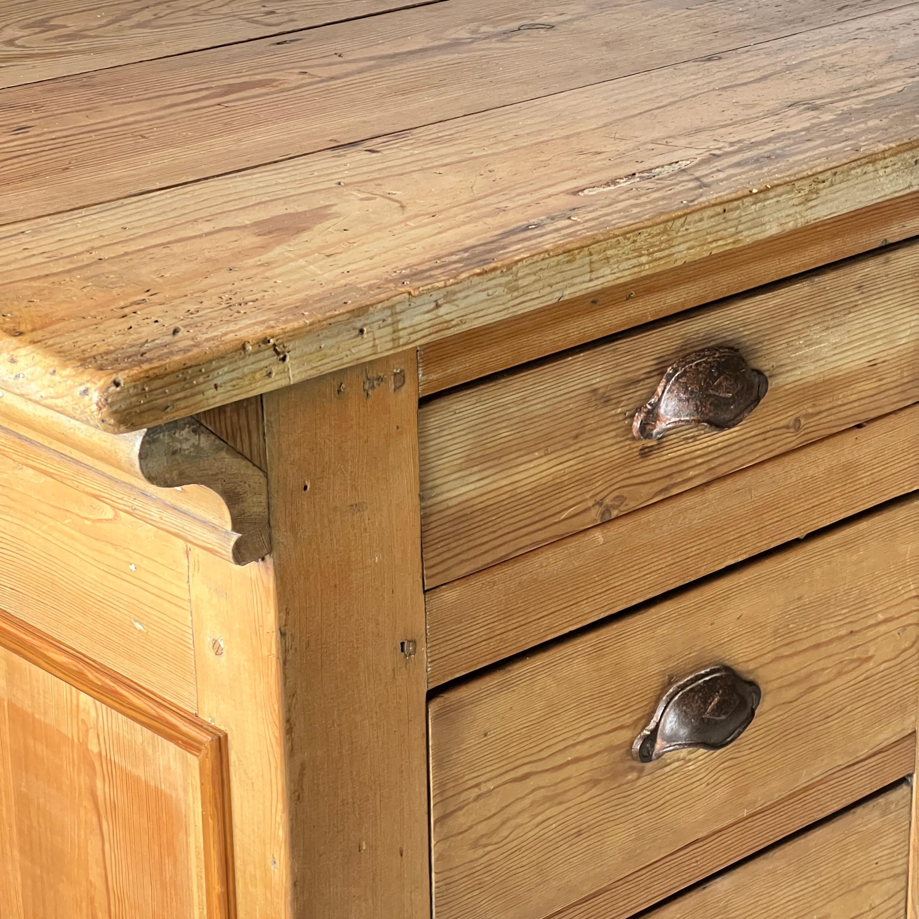 Vintage French Pine Haberdashery Shop Counter For Sale at 1stDibs
