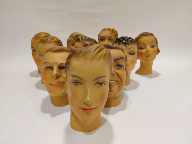 Vintage French Plaster Mannequin Head at 1stDibs
