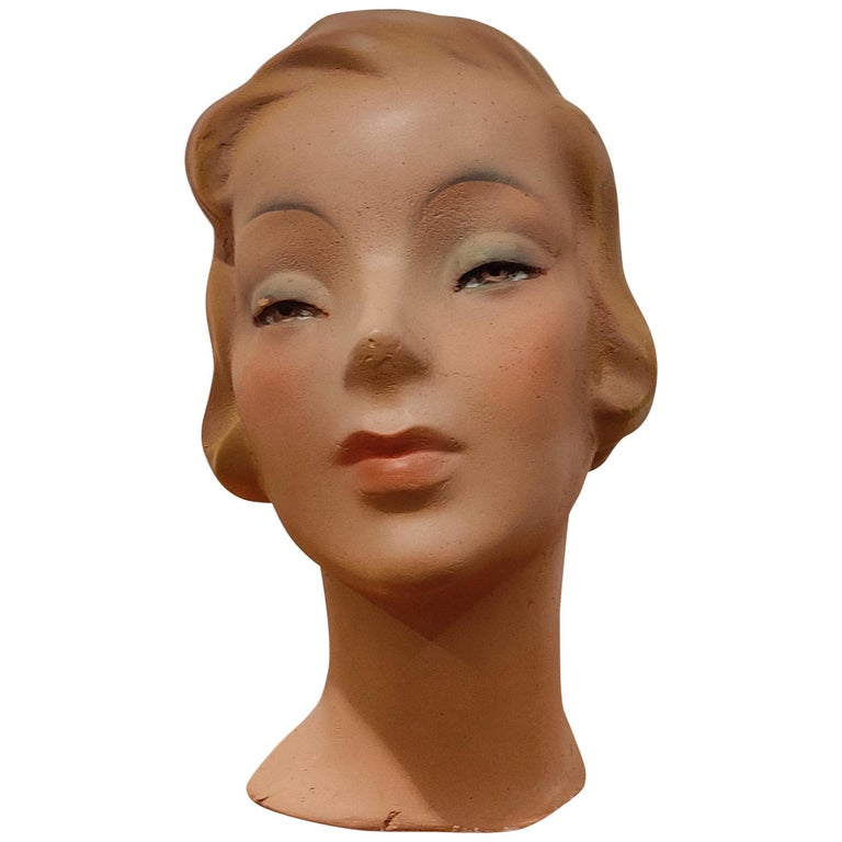 Vintage French Plaster Mannequin Head at 1stDibs