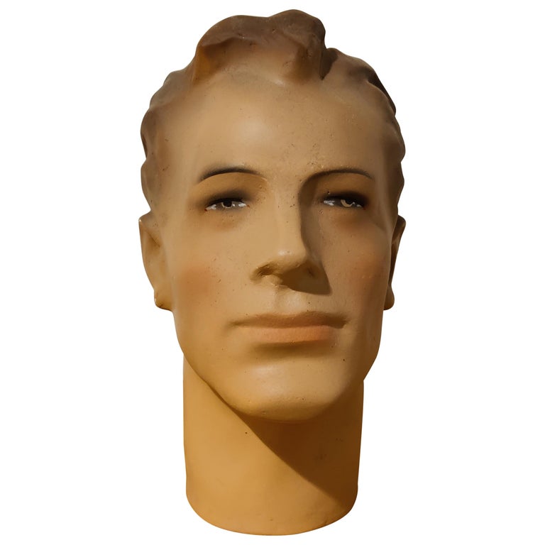 Vintage French Plaster Mannequin Head at 1stDibs
