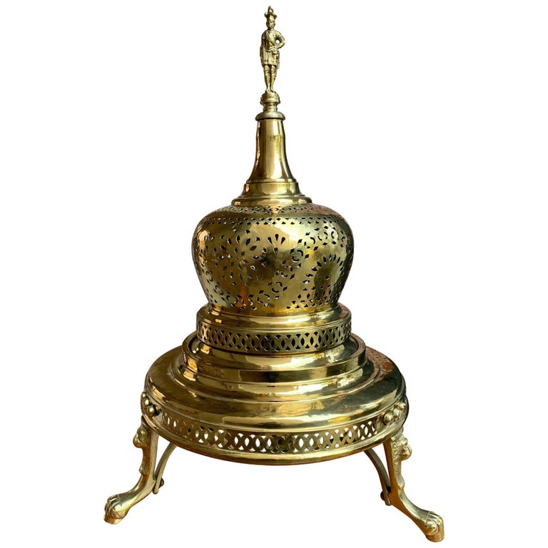 Vintage French Polished Brass Bell Brazier Heater Fire Pit Incense For ...