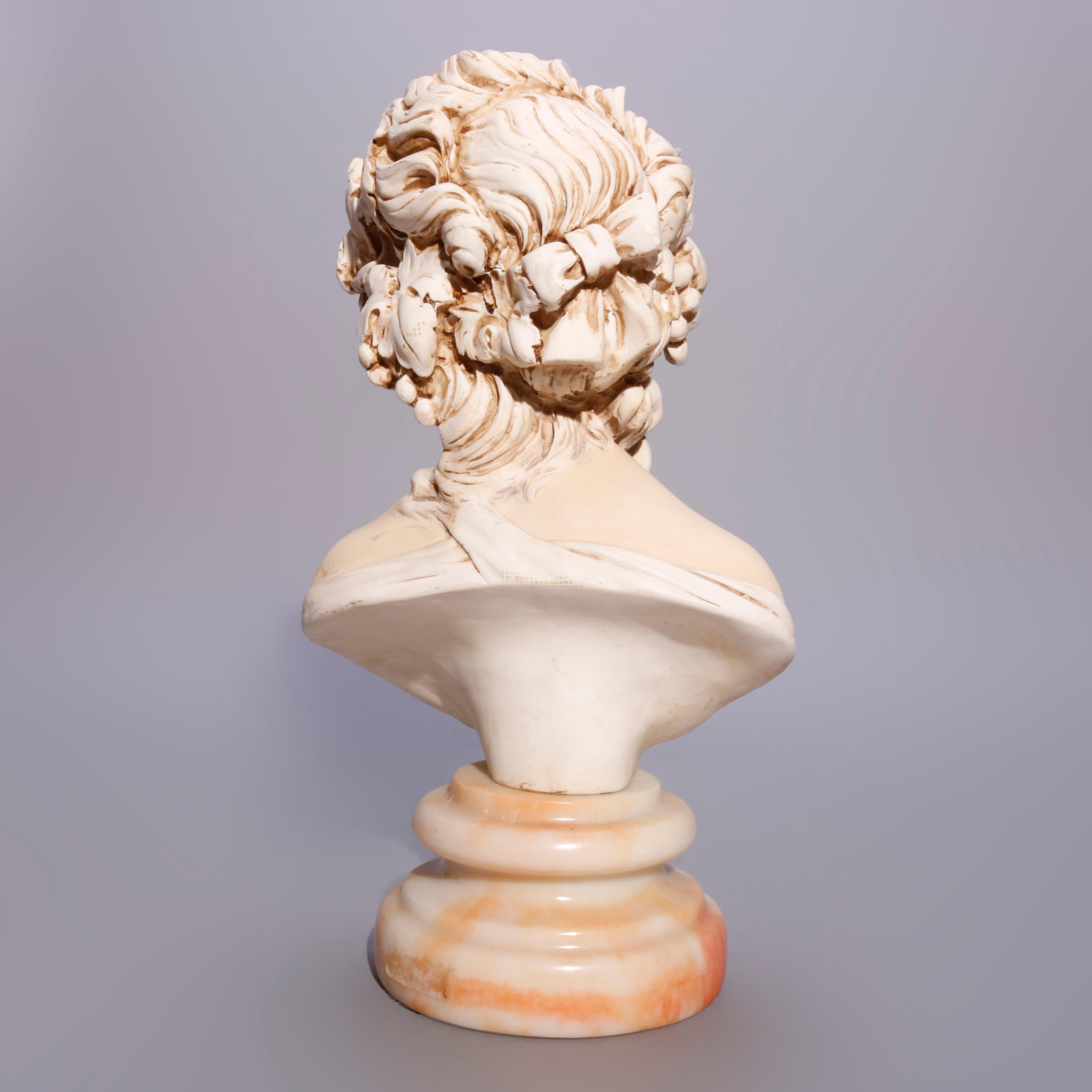 Vintage French Portrait Sculpture of Young Woman, Plaster on Marble at ...