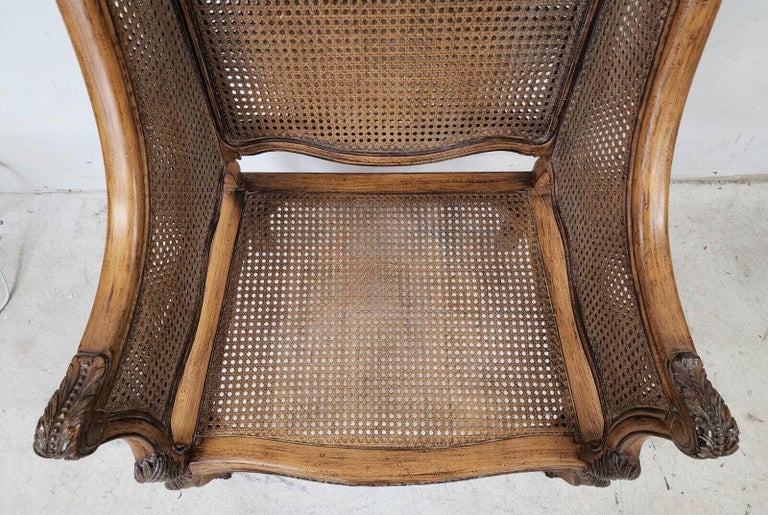 Vintage French Provincial Double Cane Lounge Accent Chair at 1stDibs
