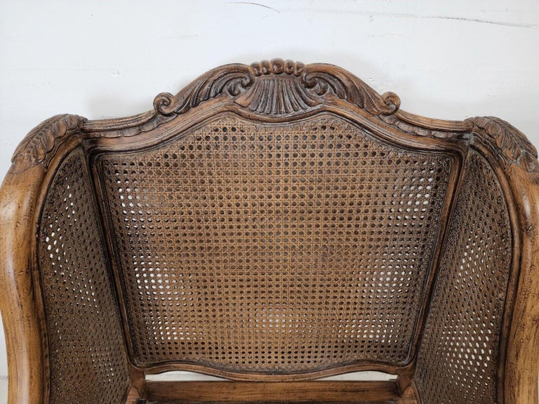 Vintage French Provincial Double Cane Lounge Accent Chair at 1stDibs