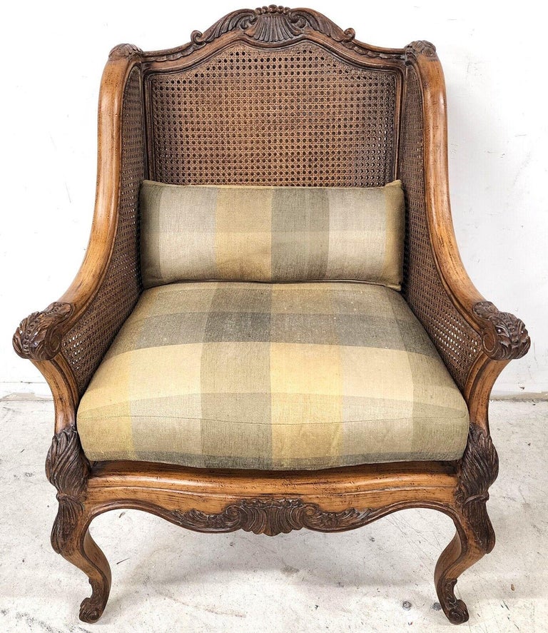 Vintage French Provincial Double Cane Lounge Accent Chair at 1stDibs