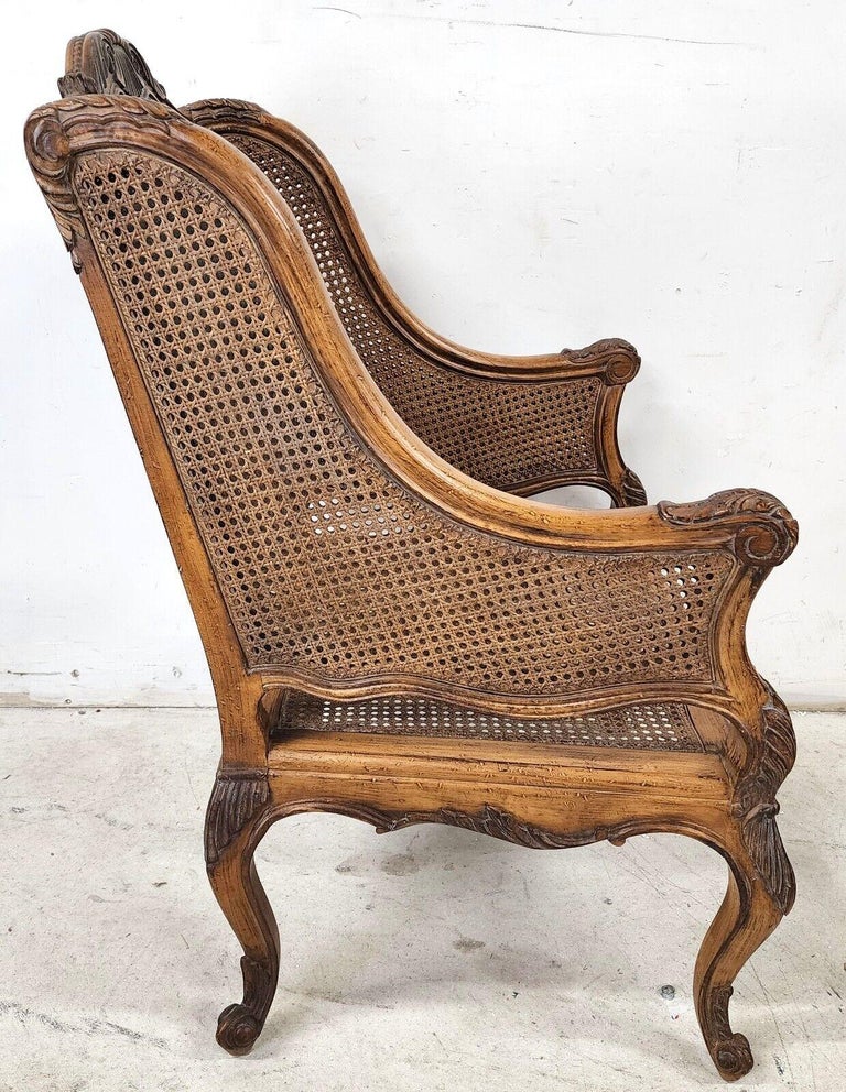 Vintage French Provincial Double Cane Lounge Accent Chair at 1stDibs