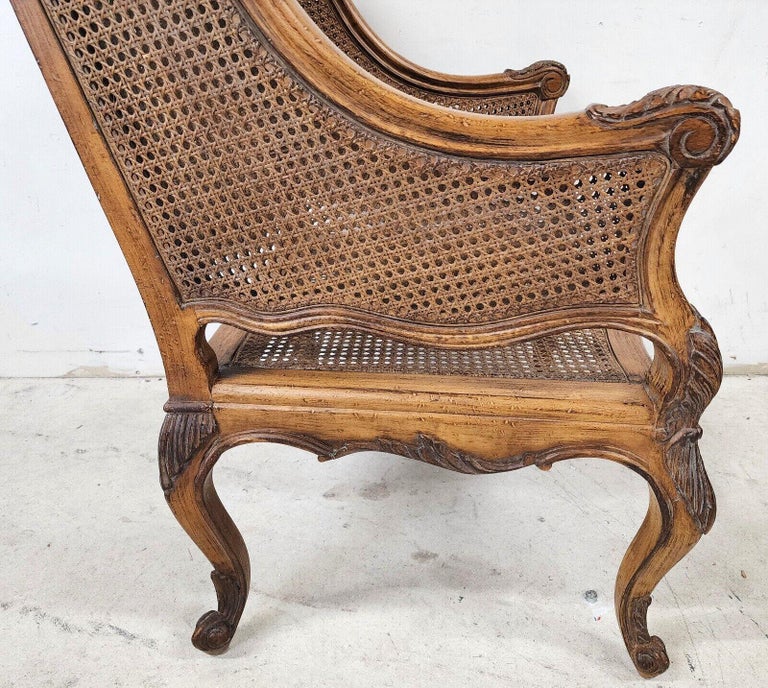 Vintage French Provincial Double Cane Lounge Accent Chair at 1stDibs