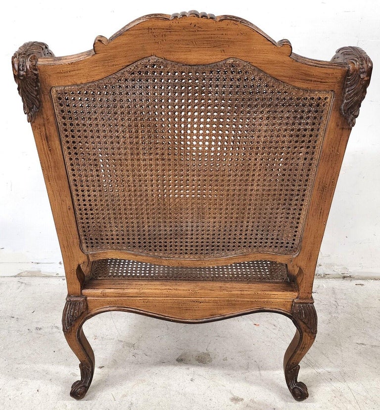 Vintage French Provincial Double Cane Lounge Accent Chair at 1stDibs