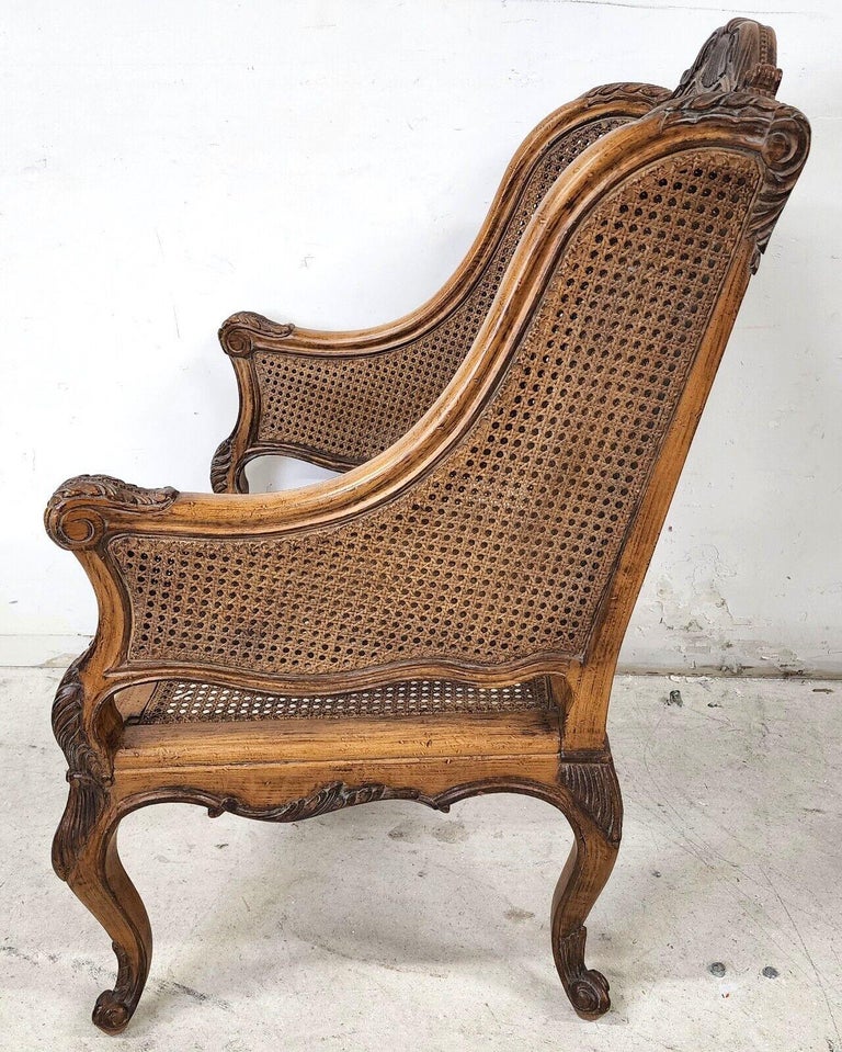 Vintage French Provincial Double Cane Lounge Accent Chair at 1stDibs