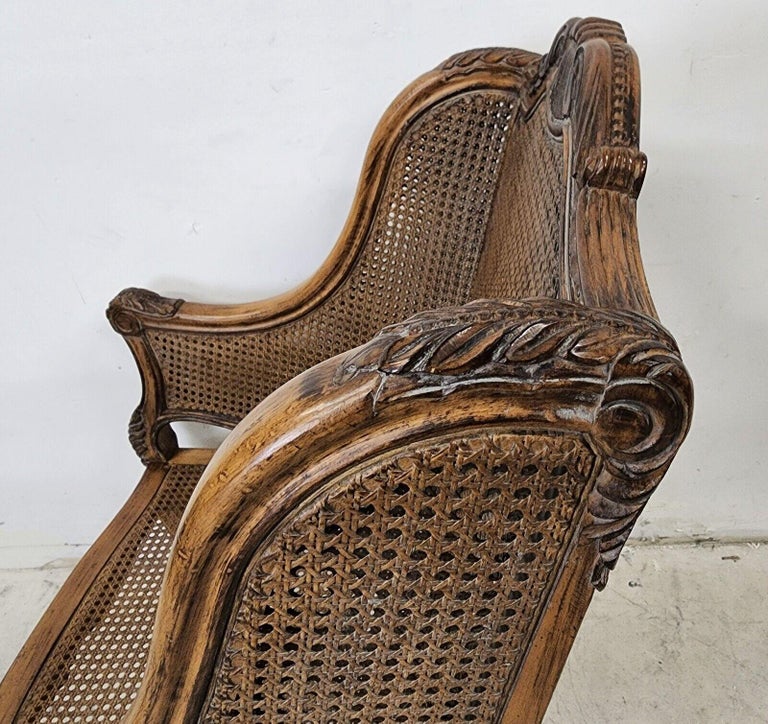 Vintage French Provincial Double Cane Lounge Accent Chair at 1stDibs