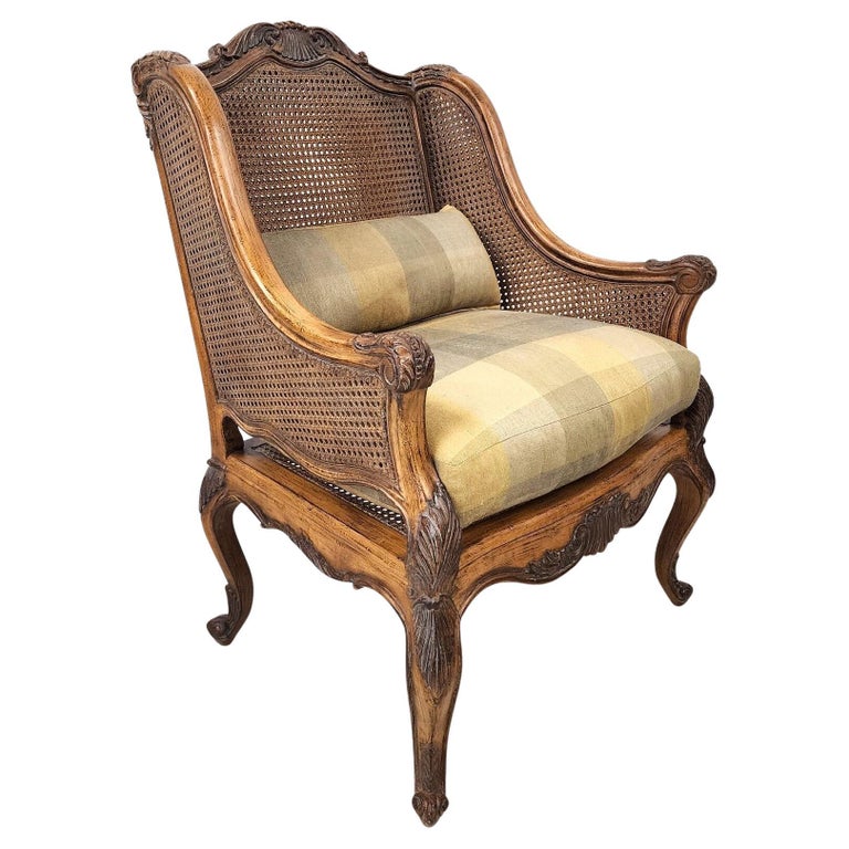 Vintage French Provincial Double Cane Lounge Accent Chair at 1stDibs