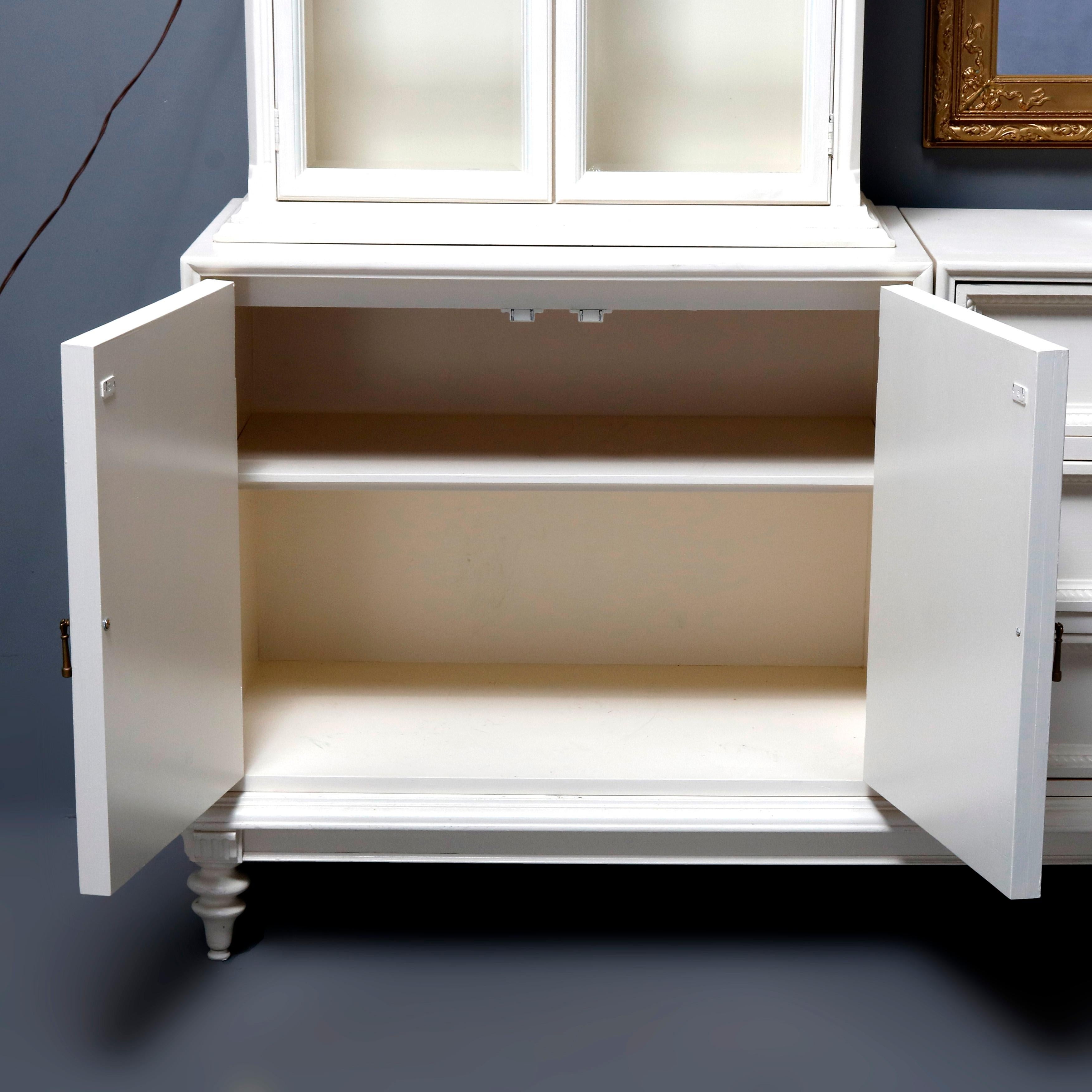 Vintage French Provincial Paint Decorated and Lighted Breakfront China ...