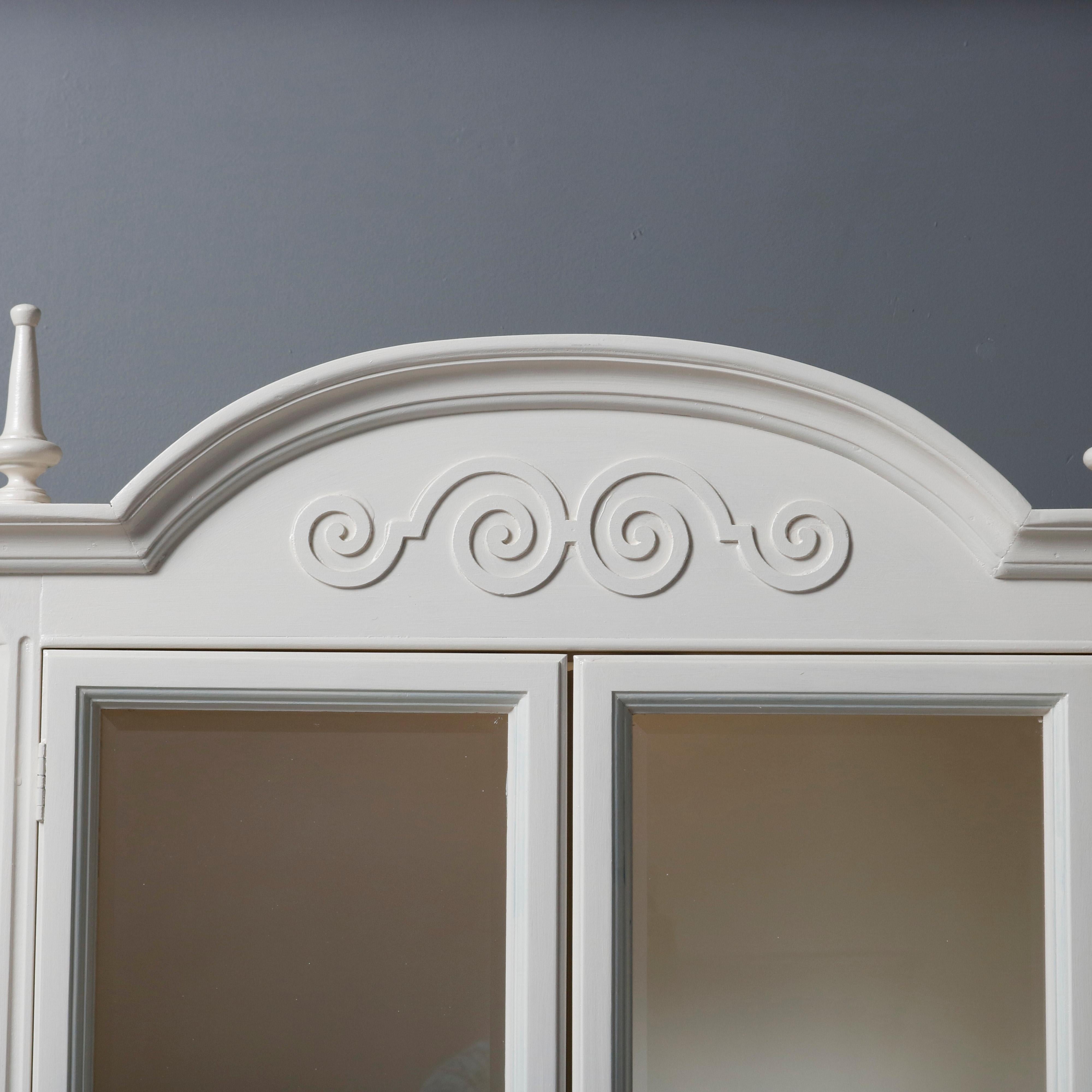 Vintage French Provincial Paint Decorated and Lighted Breakfront China ...