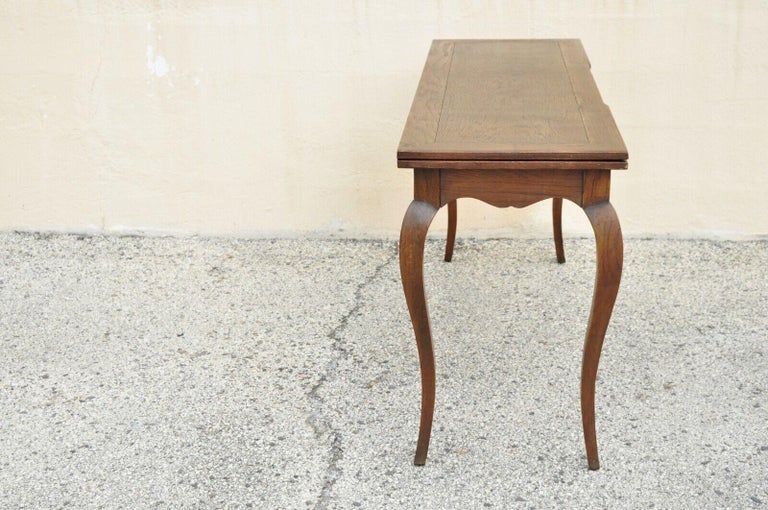 Vintage French Provincial Style Country Oak Wood Extension Console Game ...