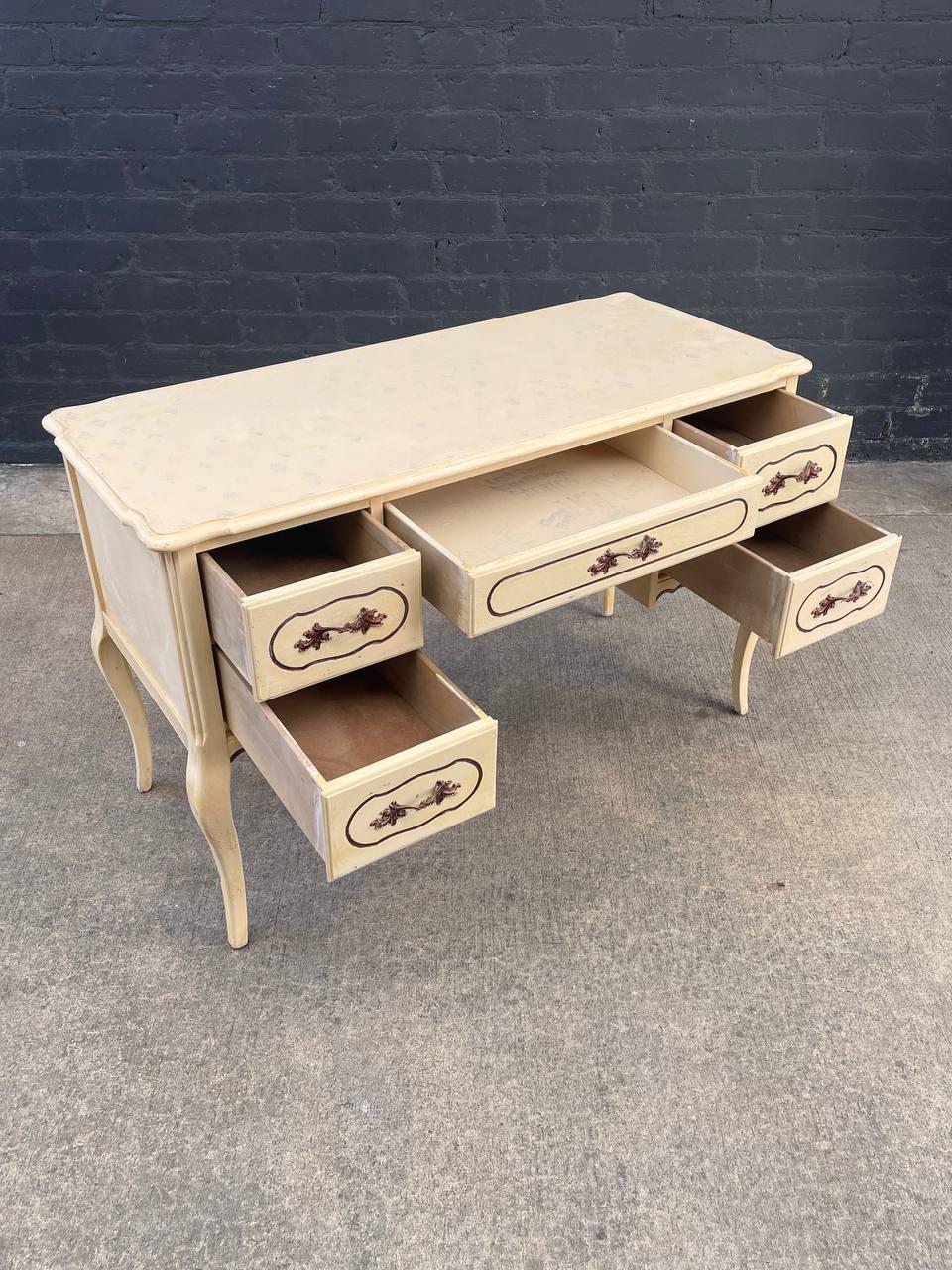 Vintage French Provincial Style Painted Writing Desk For Sale at 1stDibs