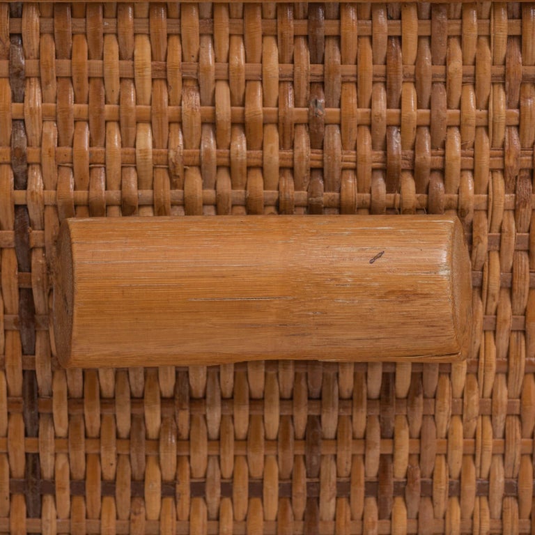 Vintage French Rattan Bedside Tables, a Pair For Sale at 1stDibs