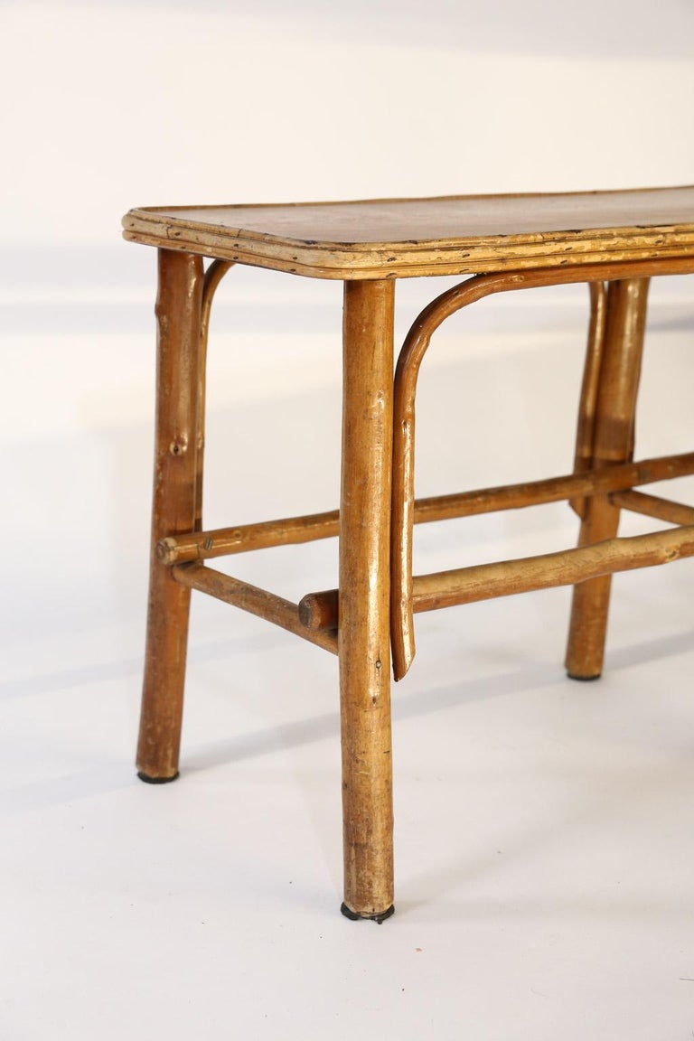Vintage French Rattan Bench at 1stDibs | vintage rattan bench, rattan ...