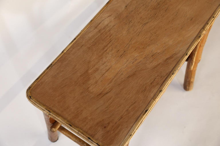 Vintage French Rattan Bench at 1stDibs | vintage rattan bench, rattan ...