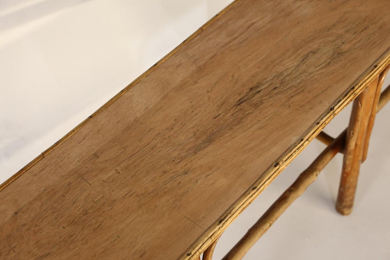 Vintage French Rattan Bench at 1stDibs | vintage rattan bench, rattan ...