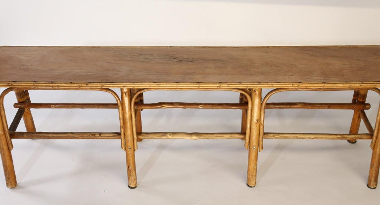 Vintage French Rattan Bench at 1stDibs | vintage rattan bench, rattan ...