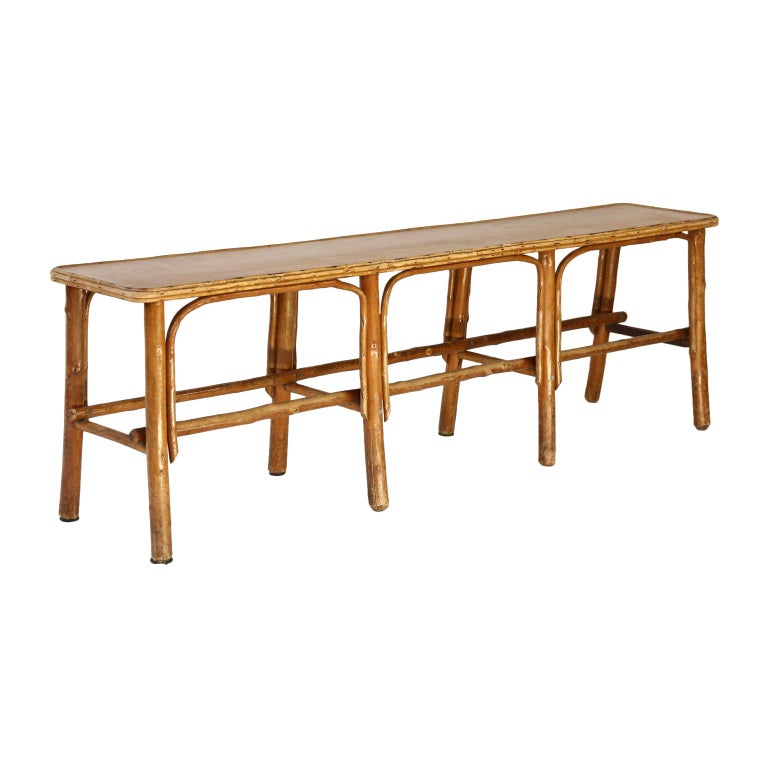 Vintage French Rattan Bench at 1stDibs | vintage rattan bench, rattan ...
