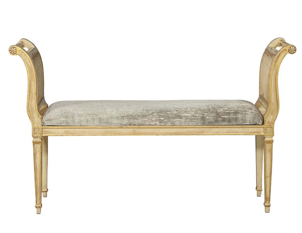 Vintage French Regency Upholstered Cane Bench at 1stDibs | vintage cane ...