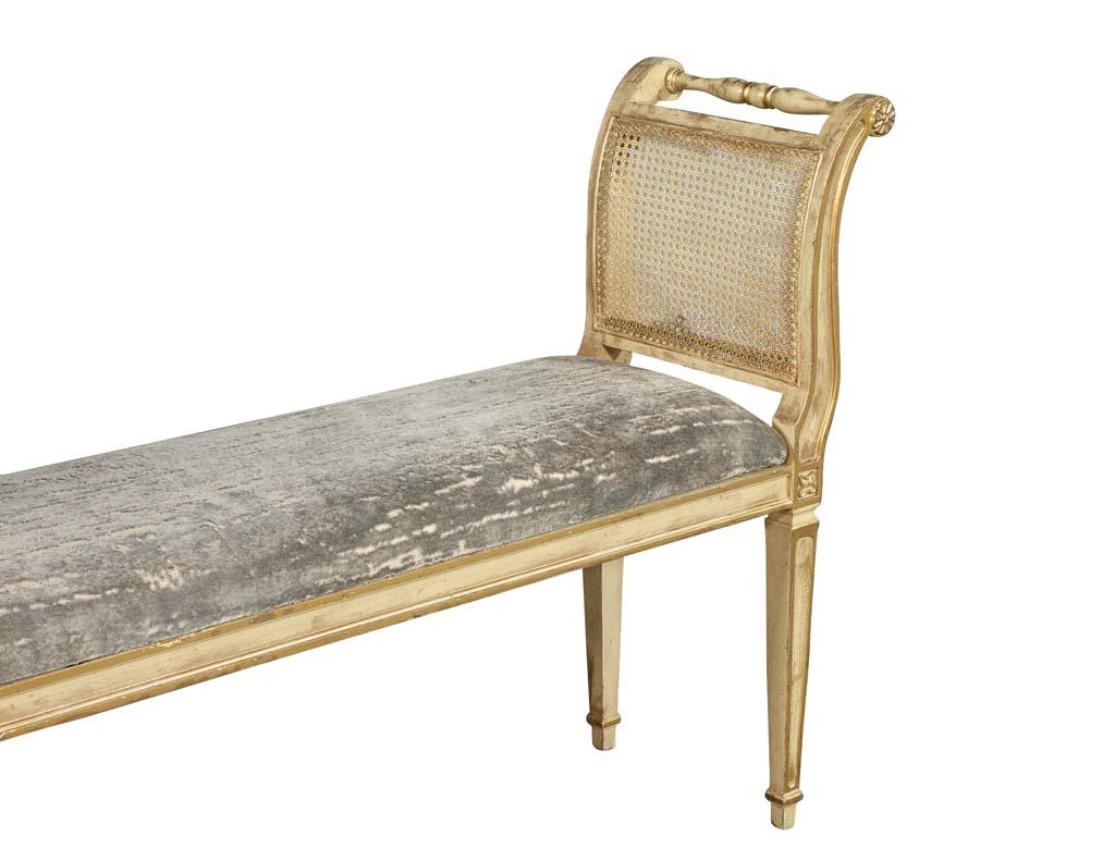 Vintage French Regency Upholstered Cane Bench at 1stDibs | vintage cane ...