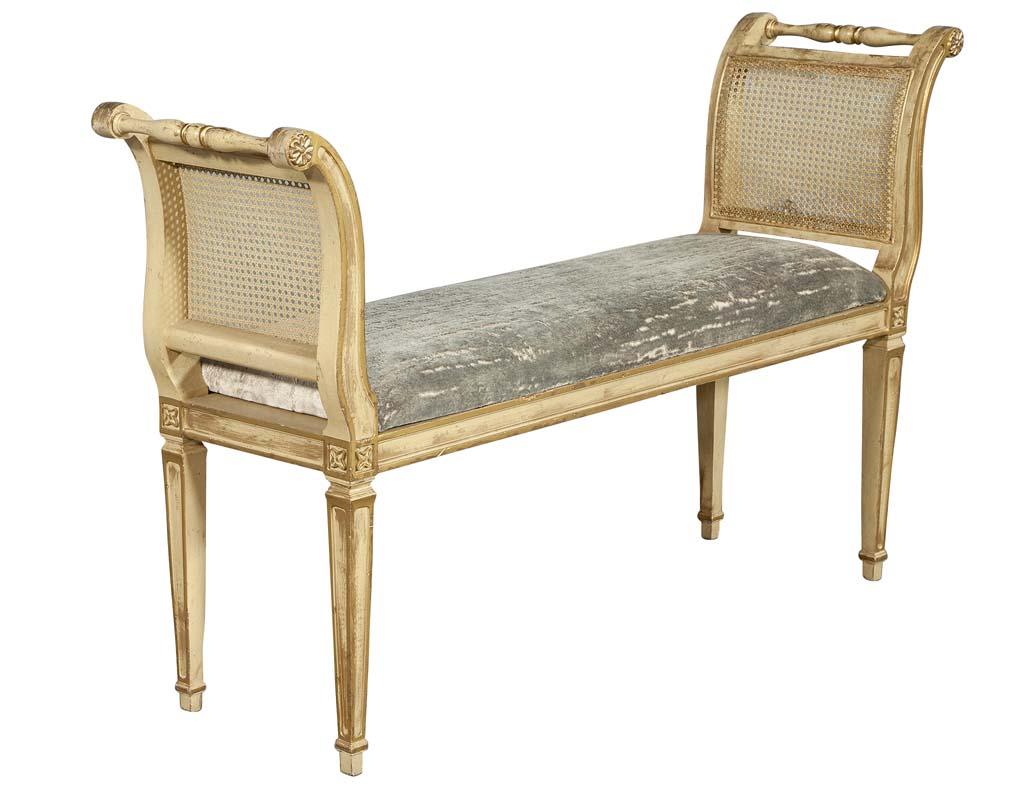 Vintage French Regency Upholstered Cane Bench at 1stDibs | vintage cane ...