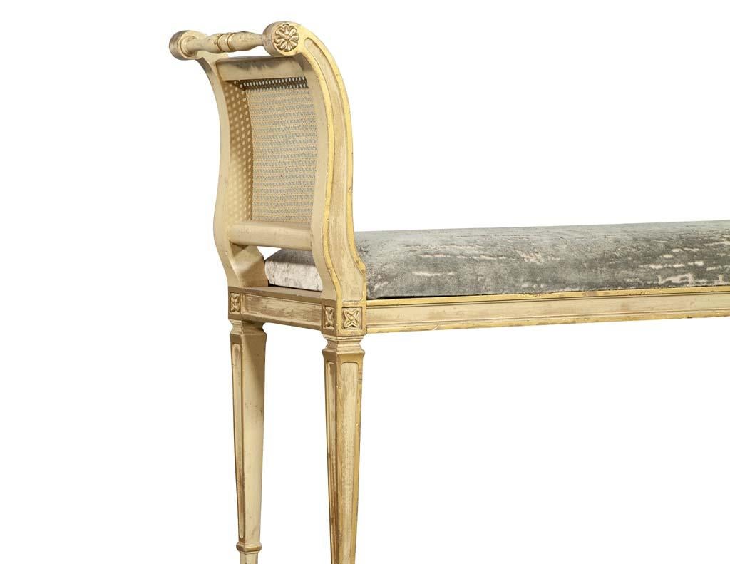 Vintage French Regency Upholstered Cane Bench at 1stDibs | vintage cane ...