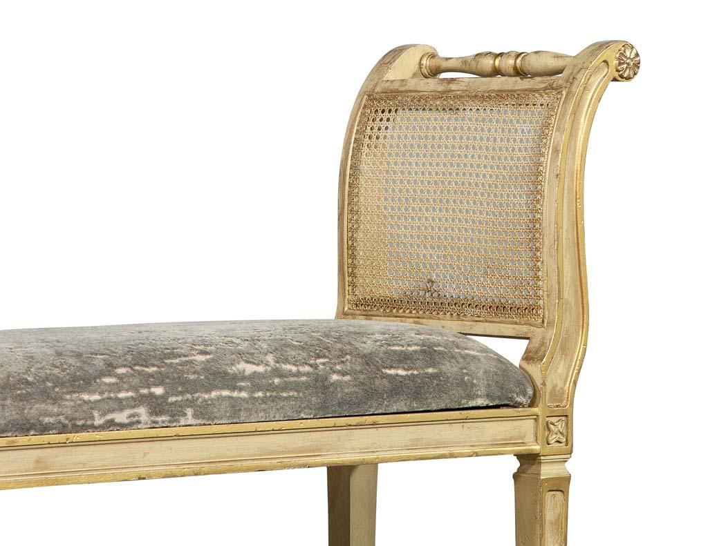Vintage French Regency Upholstered Cane Bench at 1stDibs | vintage cane ...