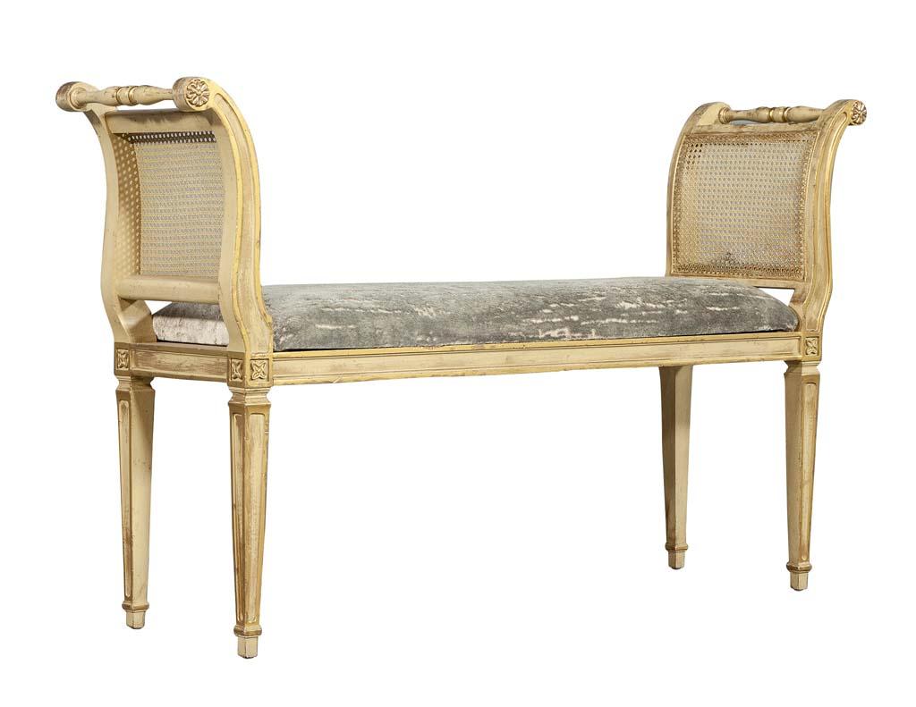 Vintage French Regency Upholstered Cane Bench at 1stDibs | vintage cane ...