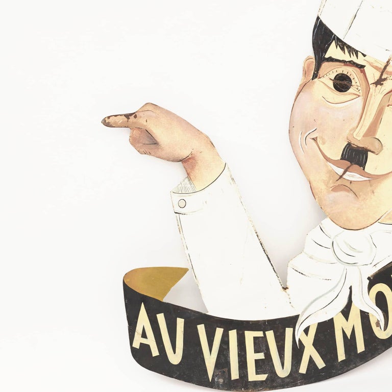 Vintage French Restaurant Sign, Painted Metal, France, C. 1920 For Sale ...
