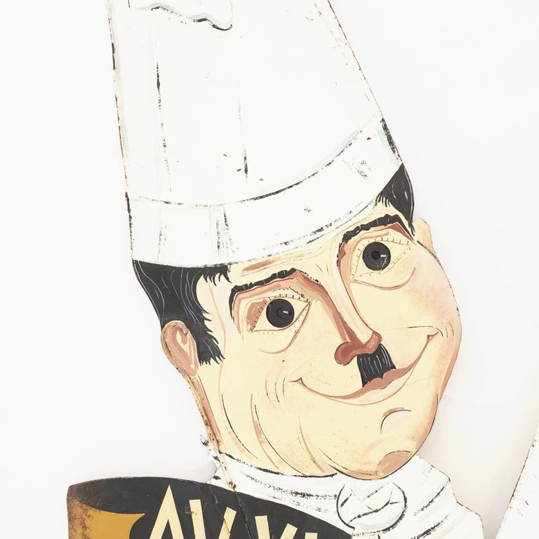 Vintage French Restaurant Sign, Painted Metal, France, C. 1920 For Sale ...