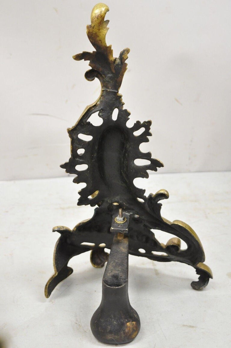 Vintage French Rococo Style Bronze Acanthus Leafy Scroll Andirons, Pair ...