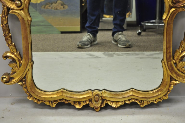 Vintage French Rococo Style Gold Ornate Pierce Carved Frame Wall Mirror ...