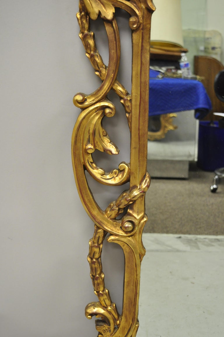 Vintage French Rococo Style Gold Ornate Pierce Carved Frame Wall Mirror ...