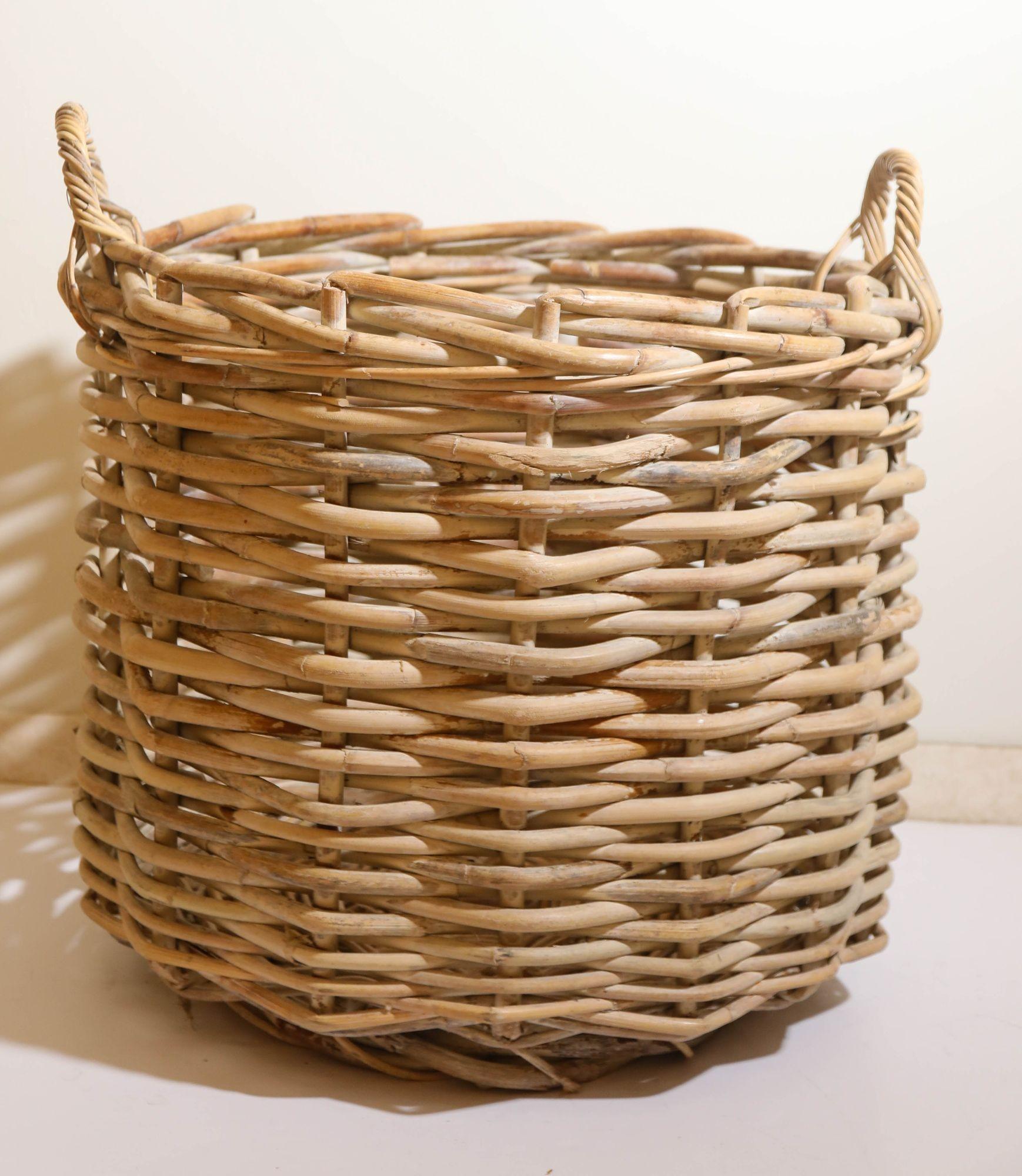 Vintage French Rustic Large Wicker Woven Log Basket Country House For ...