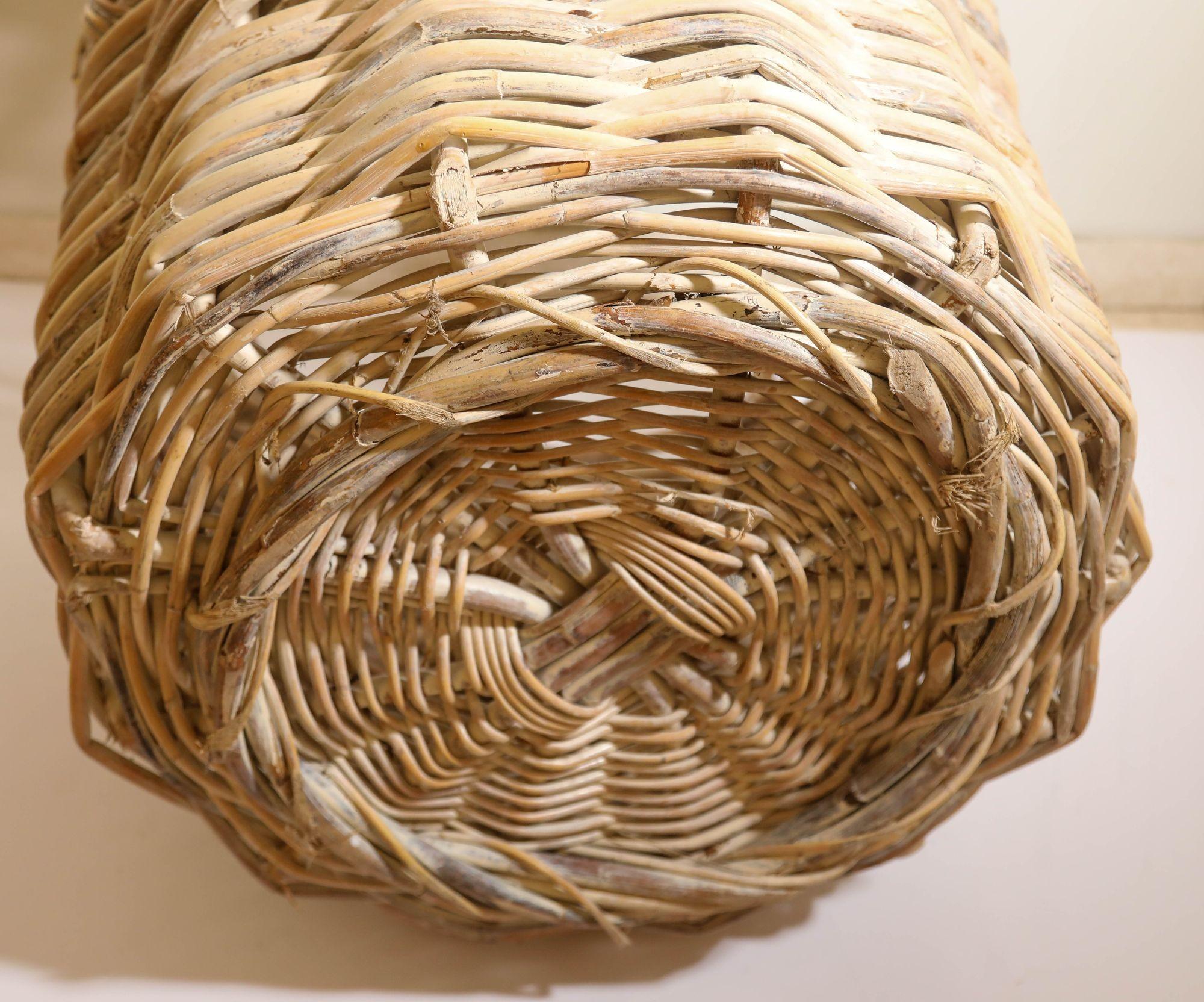 Vintage French Rustic Large Wicker Woven Log Basket Country House For ...
