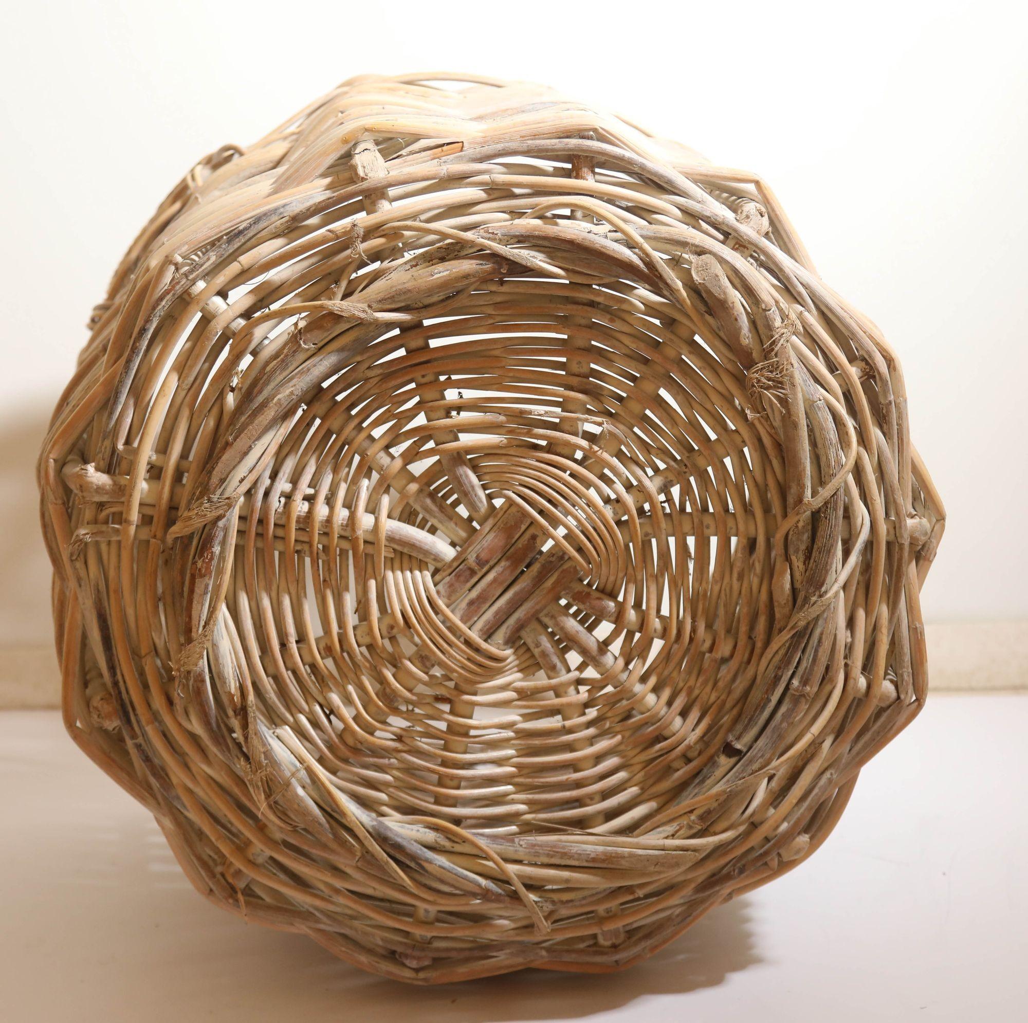 Vintage French Rustic Large Wicker Woven Log Basket Country House For ...