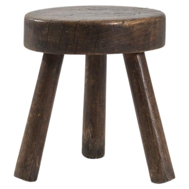 Rustic Modern / Architectural Form Oak Stool / Table / Pedestal C. 1960 ...