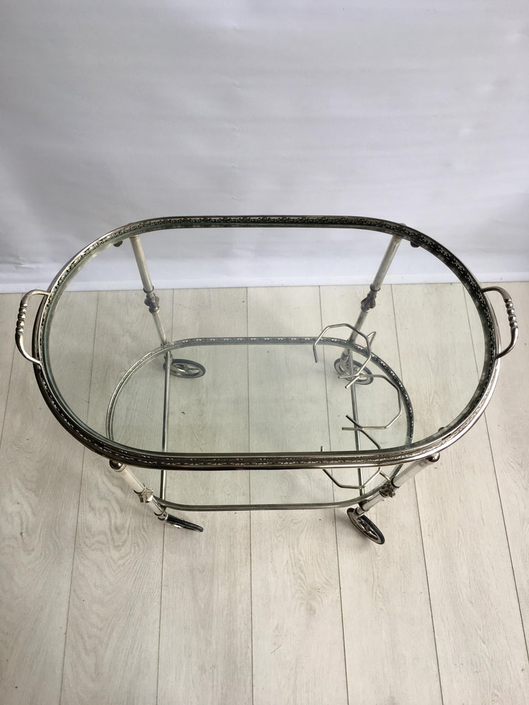Vintage French Silver Oval Drinks Trolley or Bar Cart at 1stDibs ...