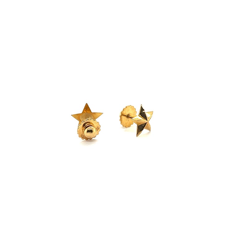 Vintage French Star Shaped Earrings Yellow Gold 18 Karat For Sale at ...