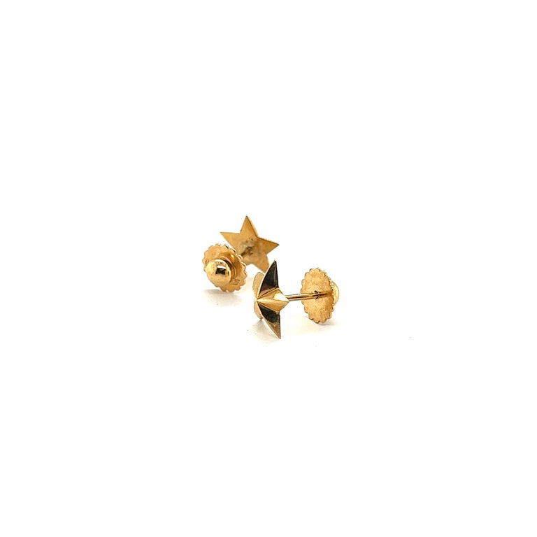 Vintage French Star Shaped Earrings Yellow Gold 18 Karat For Sale at ...