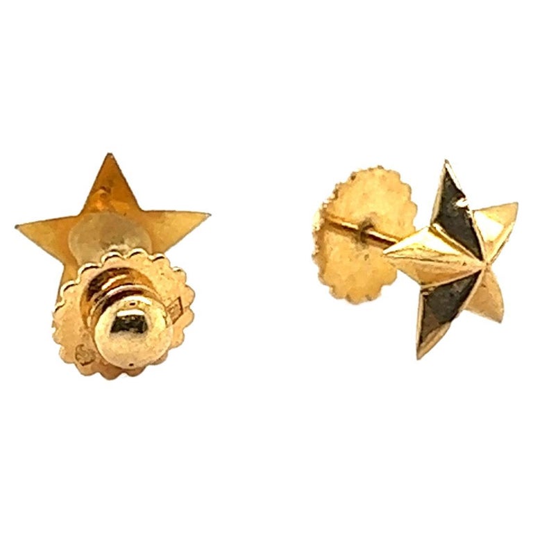 Vintage French Star Shaped Earrings Yellow Gold 18 Karat For Sale at ...