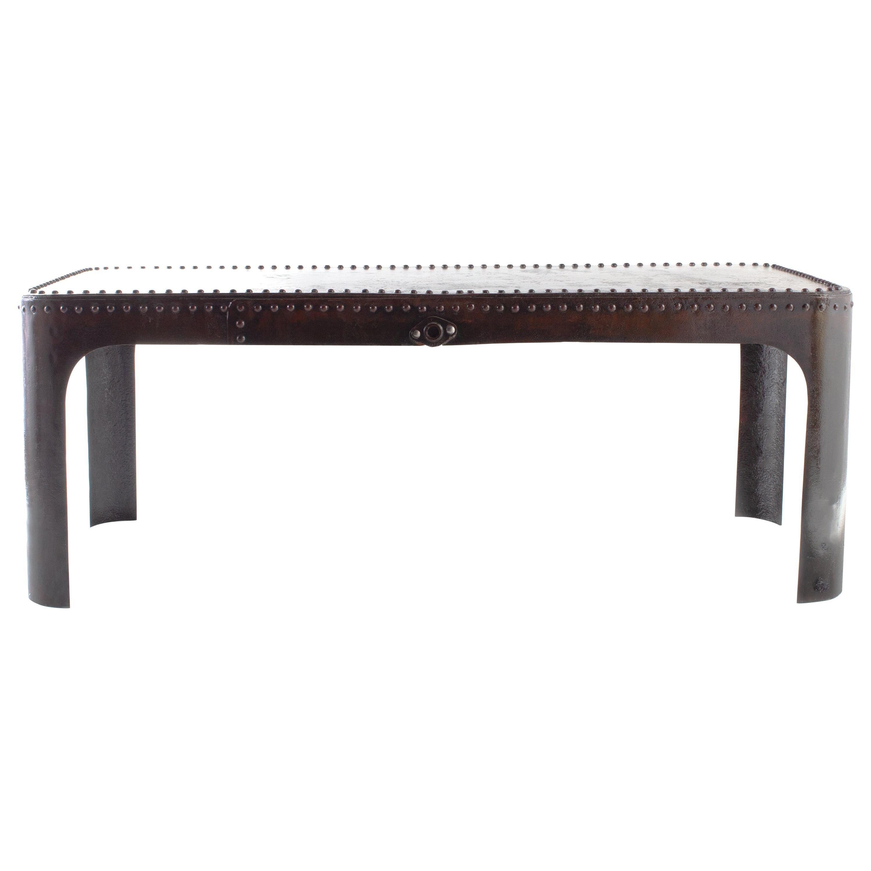 Vintage French Steel Riveted Bin as Dining Table at 1stDibs | table bin france