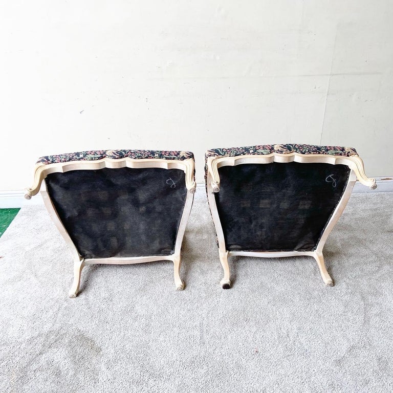 Vintage French Style Arm Chairs with Animal Upholstery For Sale at 1stDibs